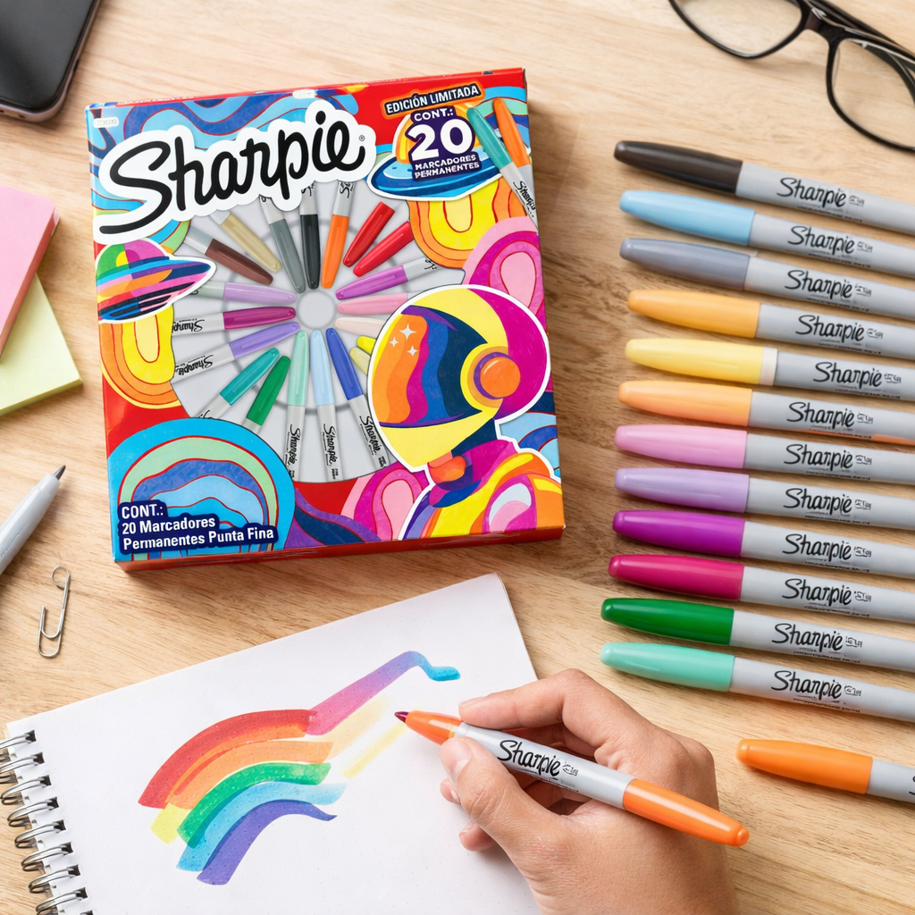 Ruleta Sharpie Espacio Punta Fina 20 Unid Edición Limitada
